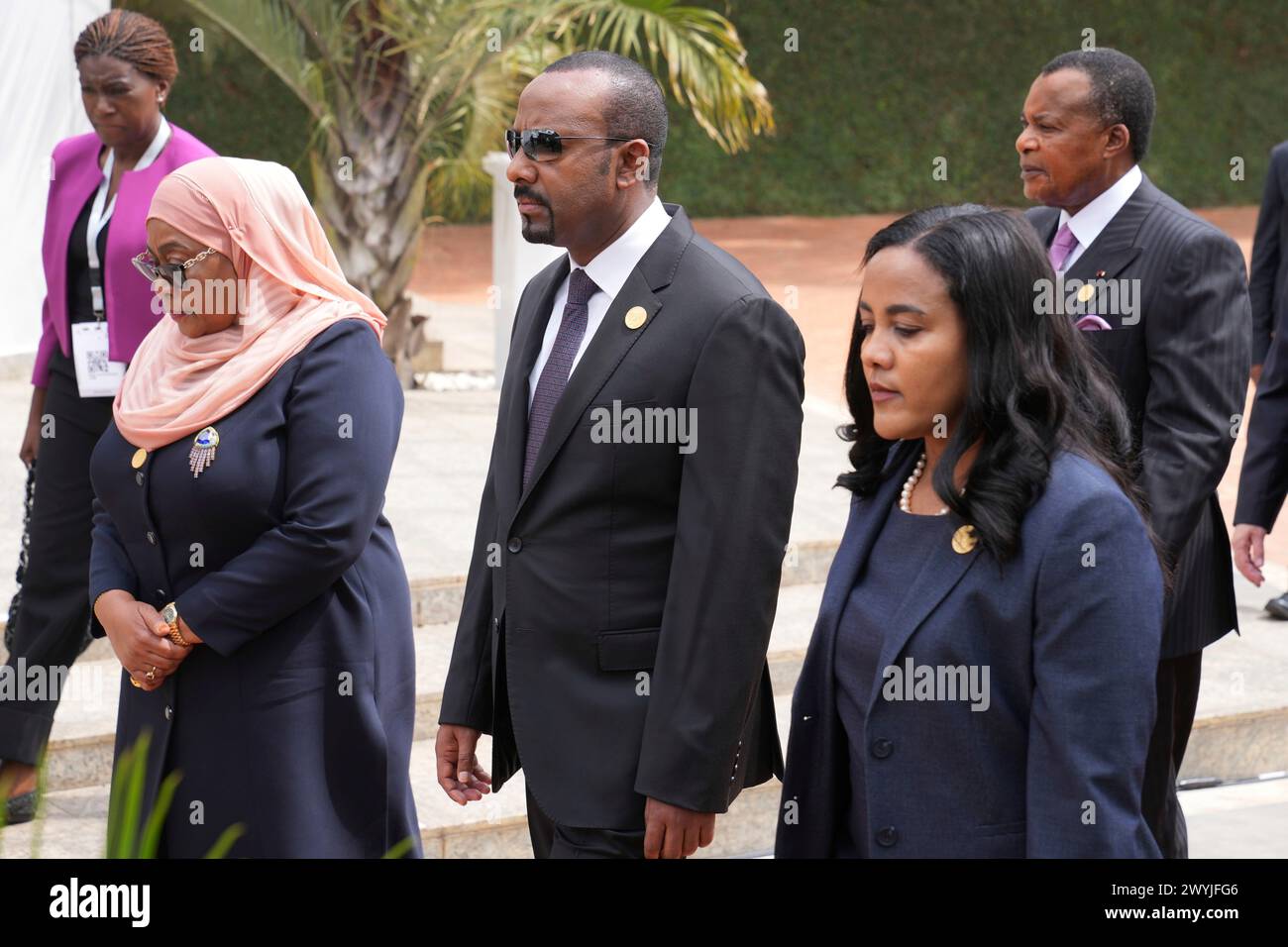 Tanzania's President Samia Suluhu Hassan, left, and Ethiopia's Prime ...