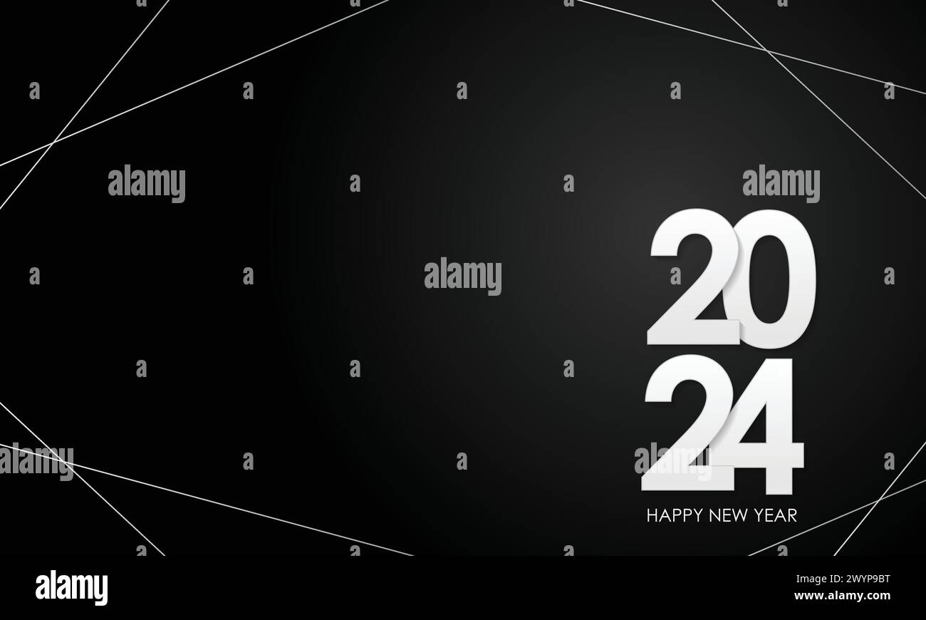 Carte du nouvel an 2024 Banque d'images noir et blanc - Alamy