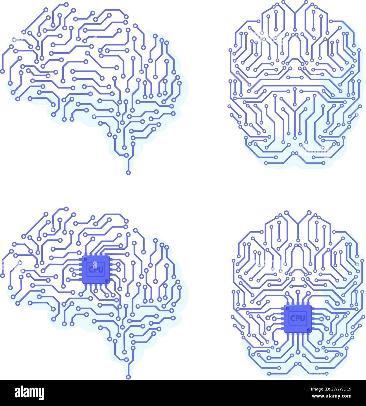 Circuit électrique cérébral. Brains synapses électrons ligne de voie de ...