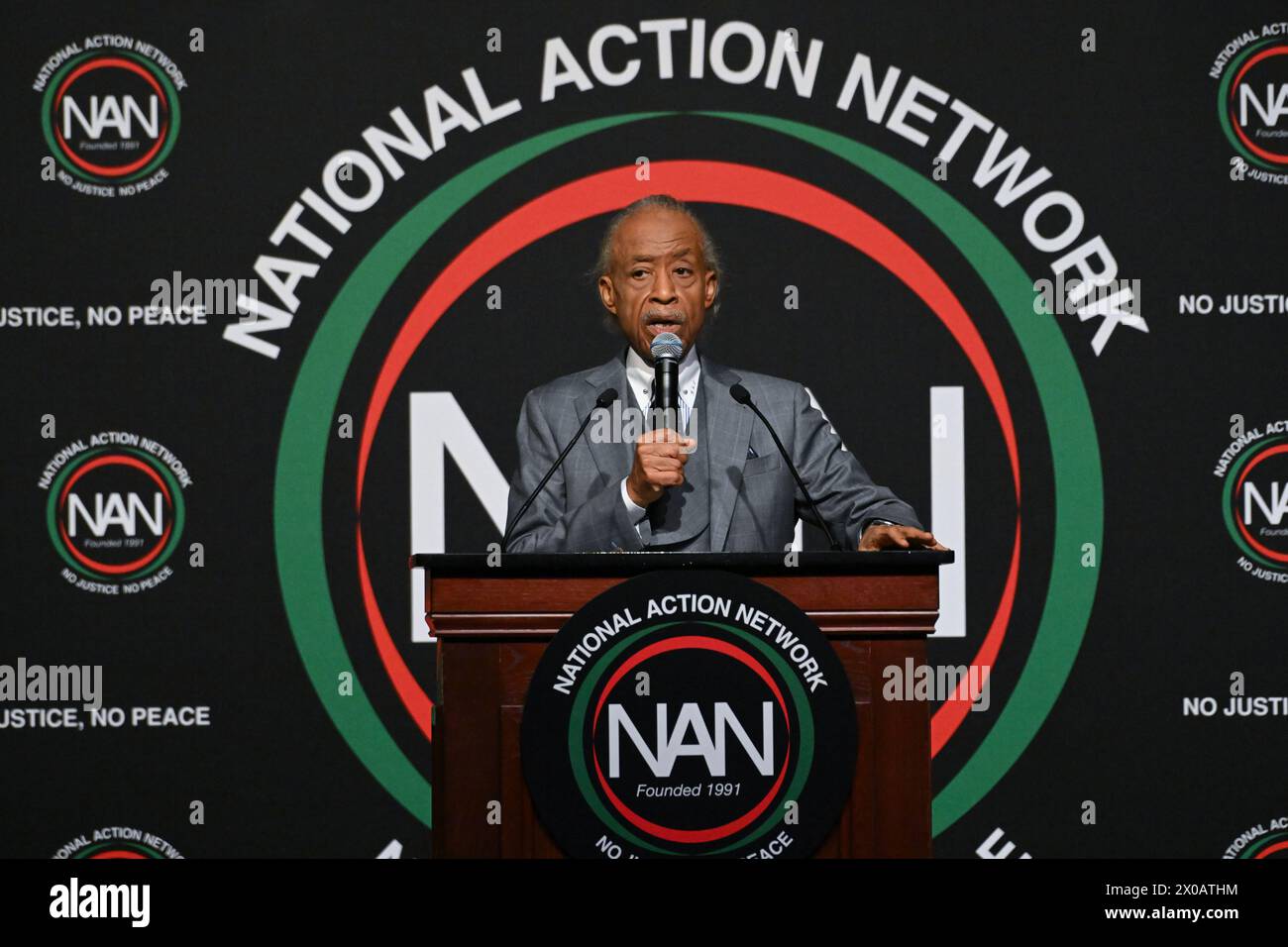 Le révérend Al Sharpton prend la parole lors de la conférence du ...