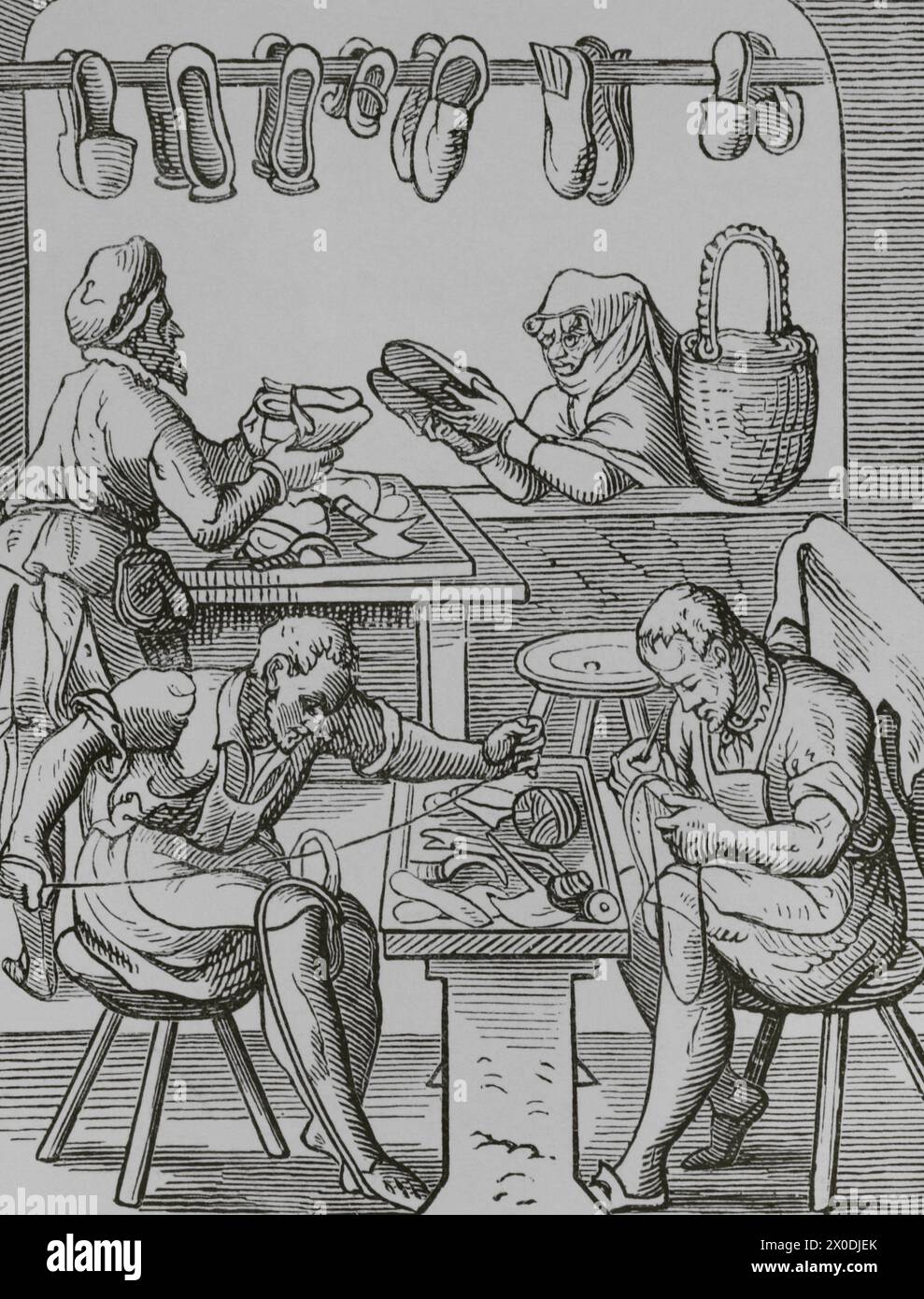 Les métiers. Le cordonnier. Fac-similé d'après un dessin et une gravure ...
