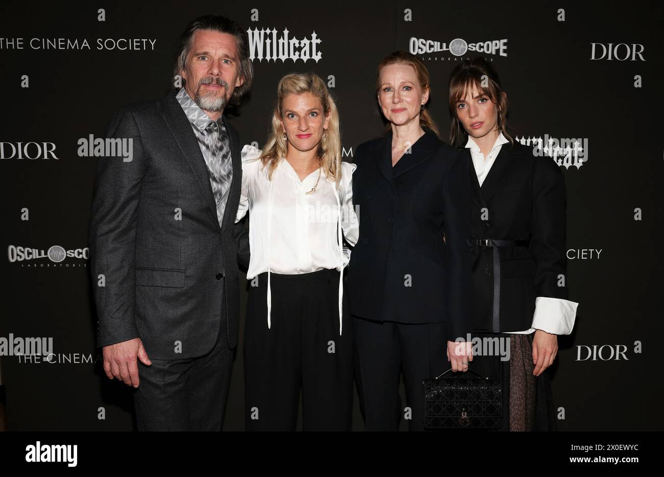 Ethan Hawke, from left, Ryan Hawke, Laura Linney, and Maya Hawke attend ...