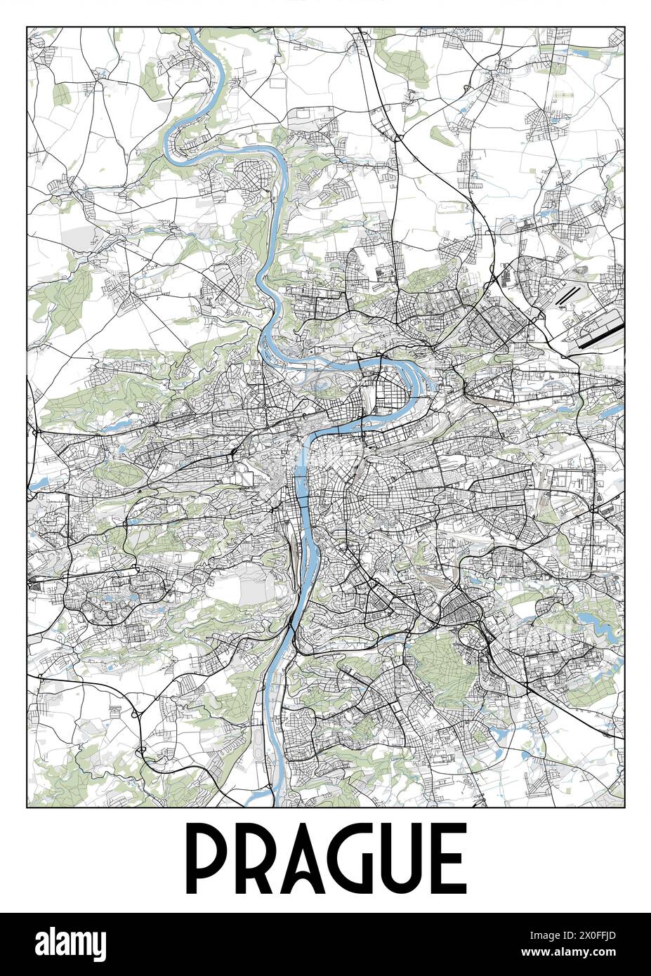 Prague map Banque d'images détourées - Alamy