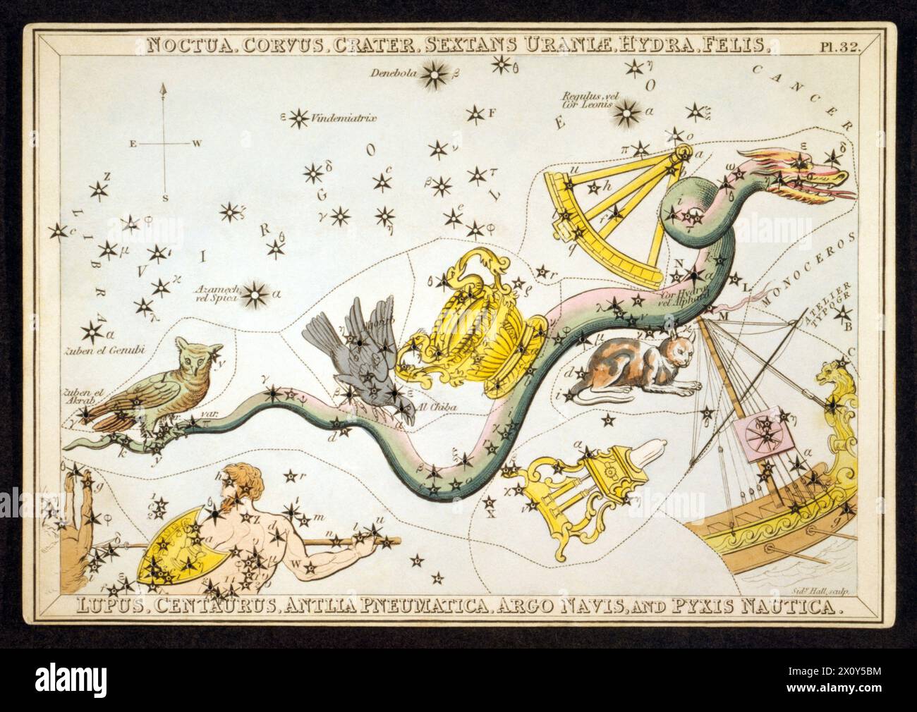 La carte 32 illustre douze constellations : neuf constellations ...