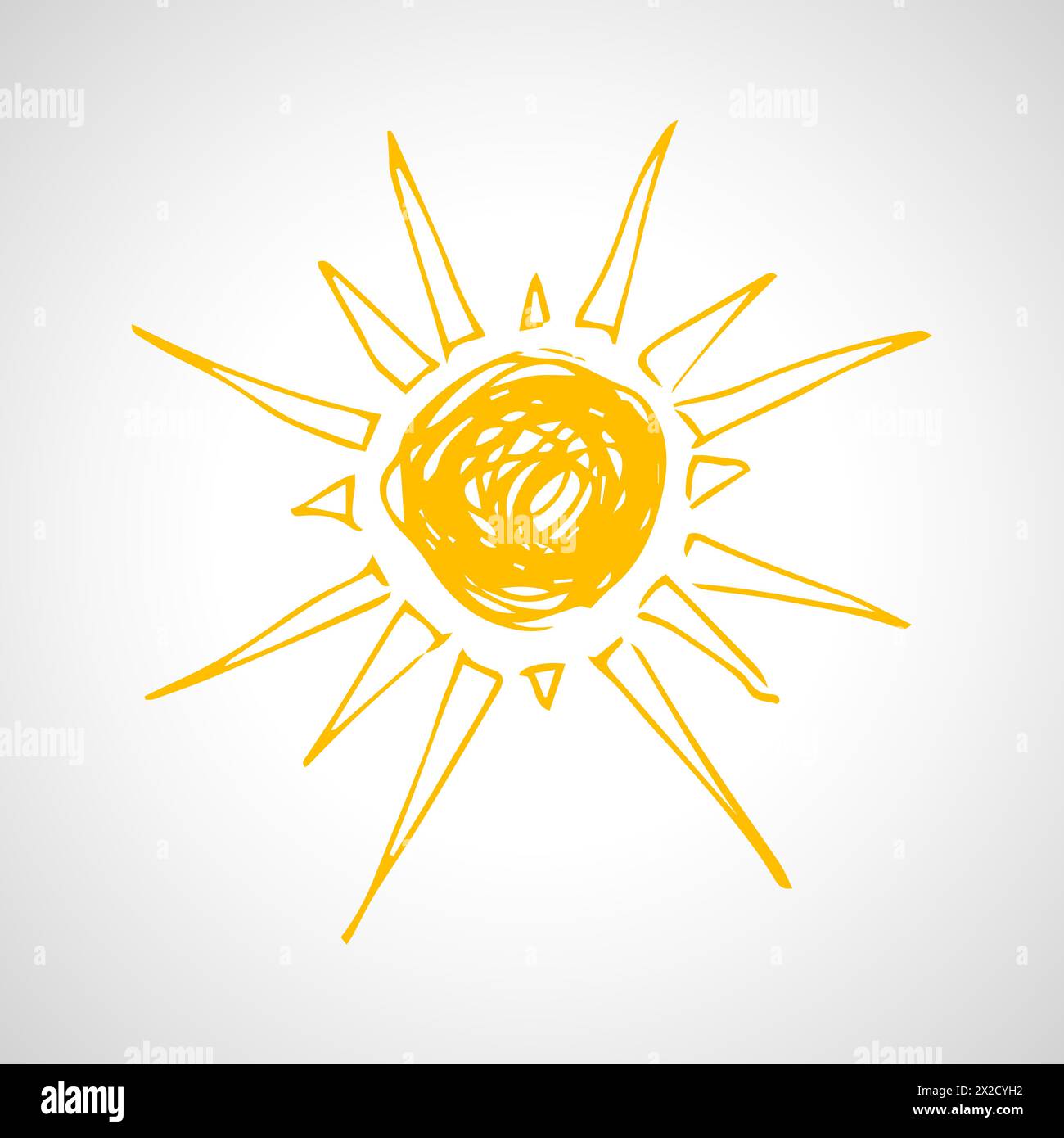 Soleil dessiné à la main. Soleil d'esquisse simple. Symbole solaire ...