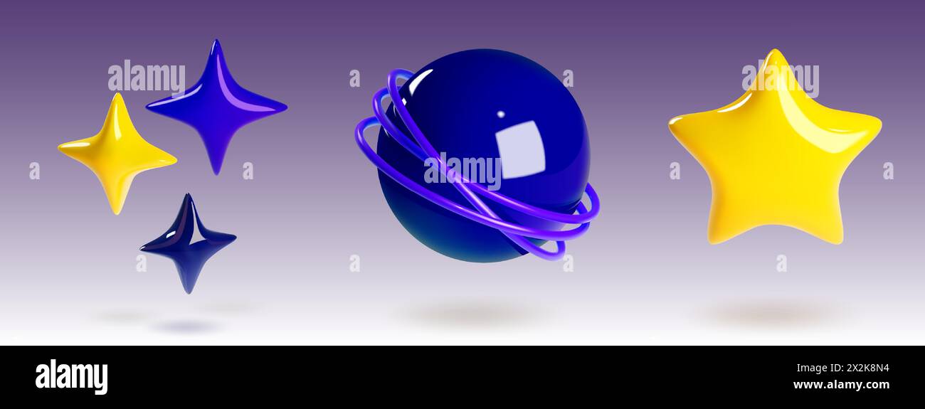 Ensemble d'illustration vectorielle de dessin animé 3d de la planète ...