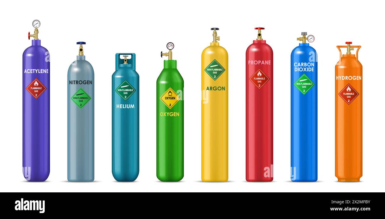 Bouteilles de gaz argon Banque d'images vectorielles - Alamy