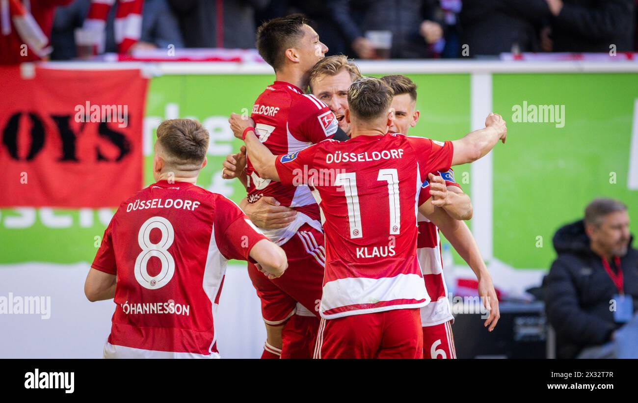 Duesseldorf, Allemagne. 20 avril 2024. Torjubel : Isak Bergmann Johannesson (F95) Shinta ...