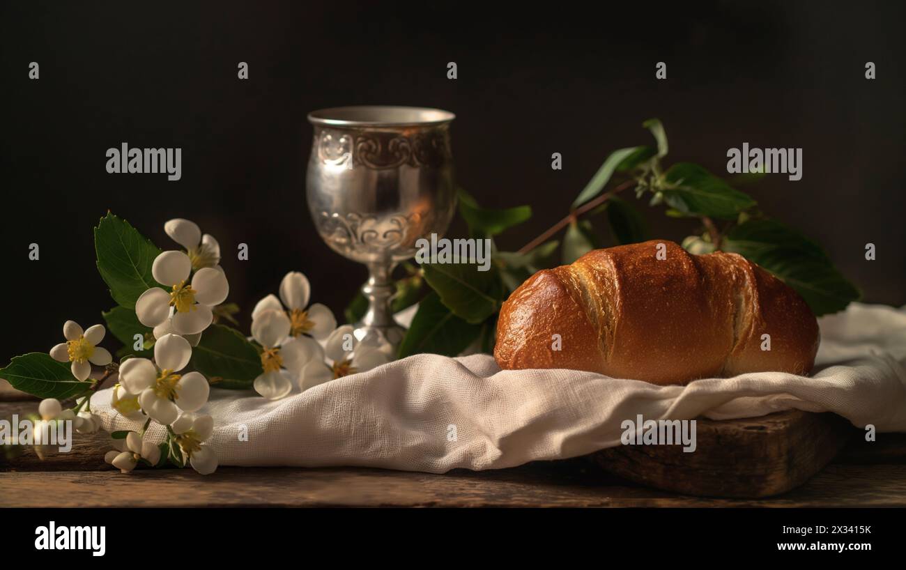 Prendre le concept de communion - le vin et le pain symboles de Jésus ...