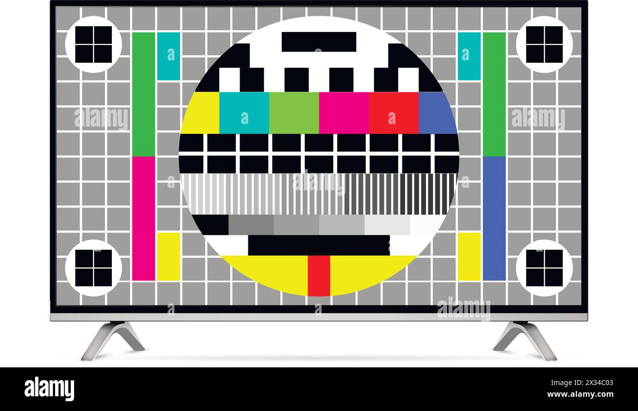 L'écran du téléviseur affiche la mire de test des couleurs de l'écran ...