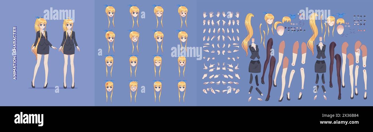 Anime manga fille personnages de dessin animé pour l'animation, la ...