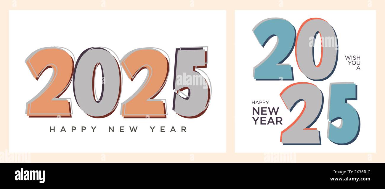 modèle du nouvel an 2025. vecteur 2025 numéros de nouvel an dans un ...