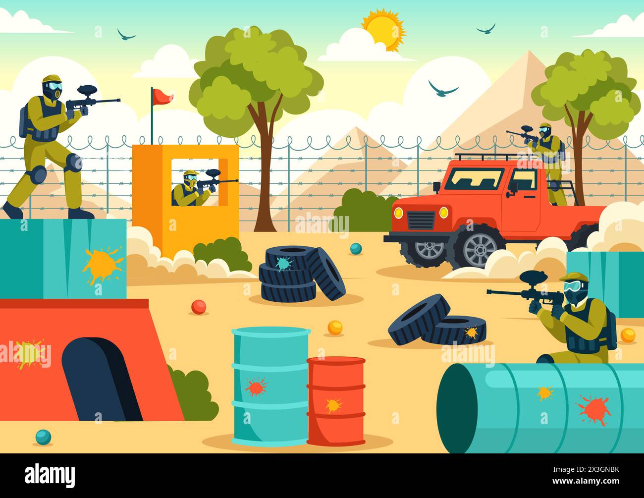 Les gens jouant Paintball illustration vectorielle de Fighter Player ...