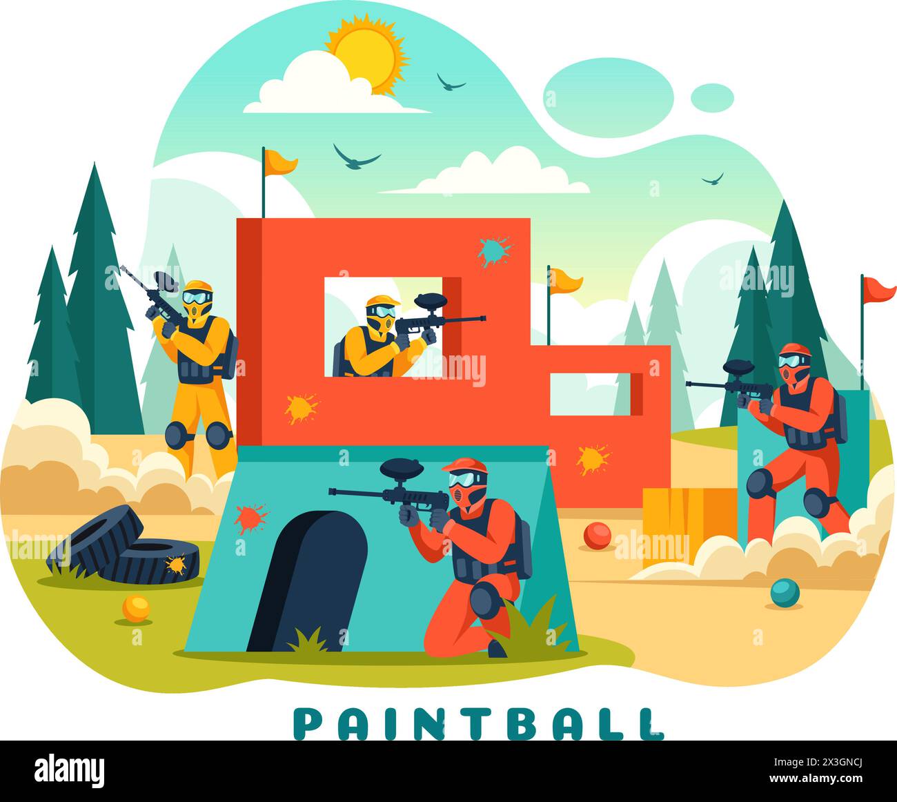 Les gens jouant Paintball illustration vectorielle de Fighter Player ...