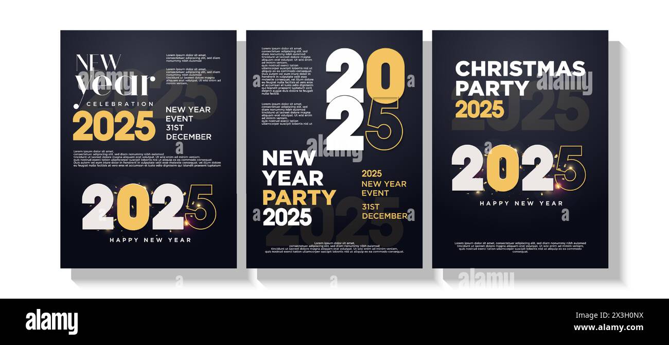 Affiche du nouvel an 2025. Conception de fond d'affiche avec des ...