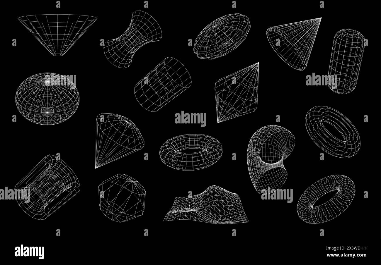 Formes filaires 3D et formes de grille de treillis métallique ...