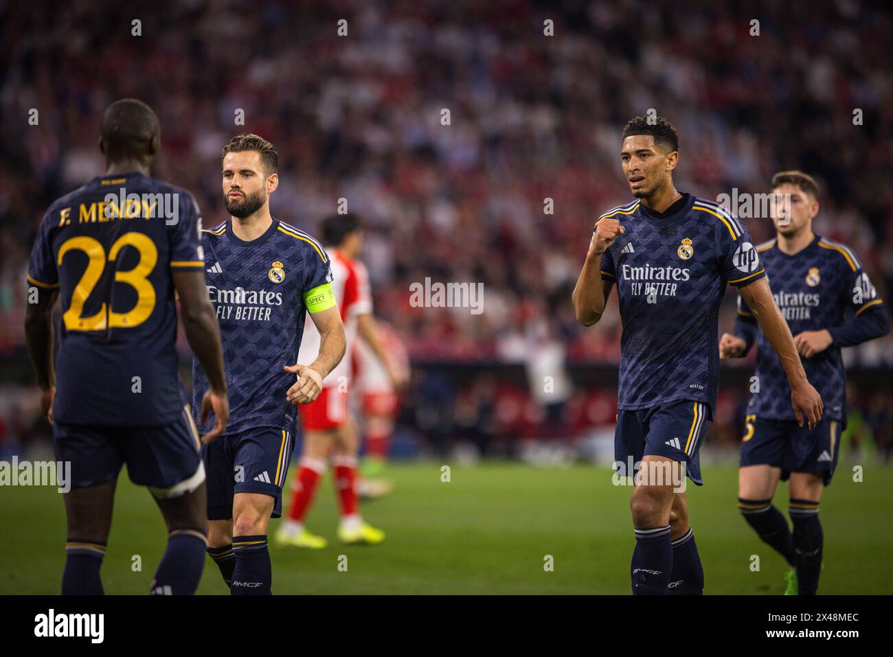 Munich, Allemagne. 30 avril 2024. Torjubel : Nacho (Real) Ferland Mendy ...