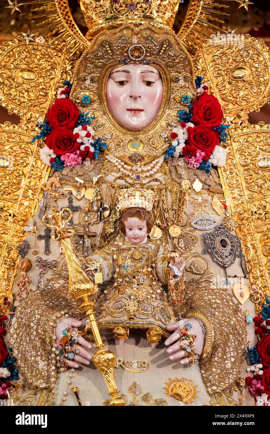 The Virgin of El Rocio is already enthroned in her step for the ...