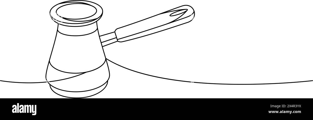 Cafetière traditionnelle dessin continu d'une ligne. Éléments dessinés ...