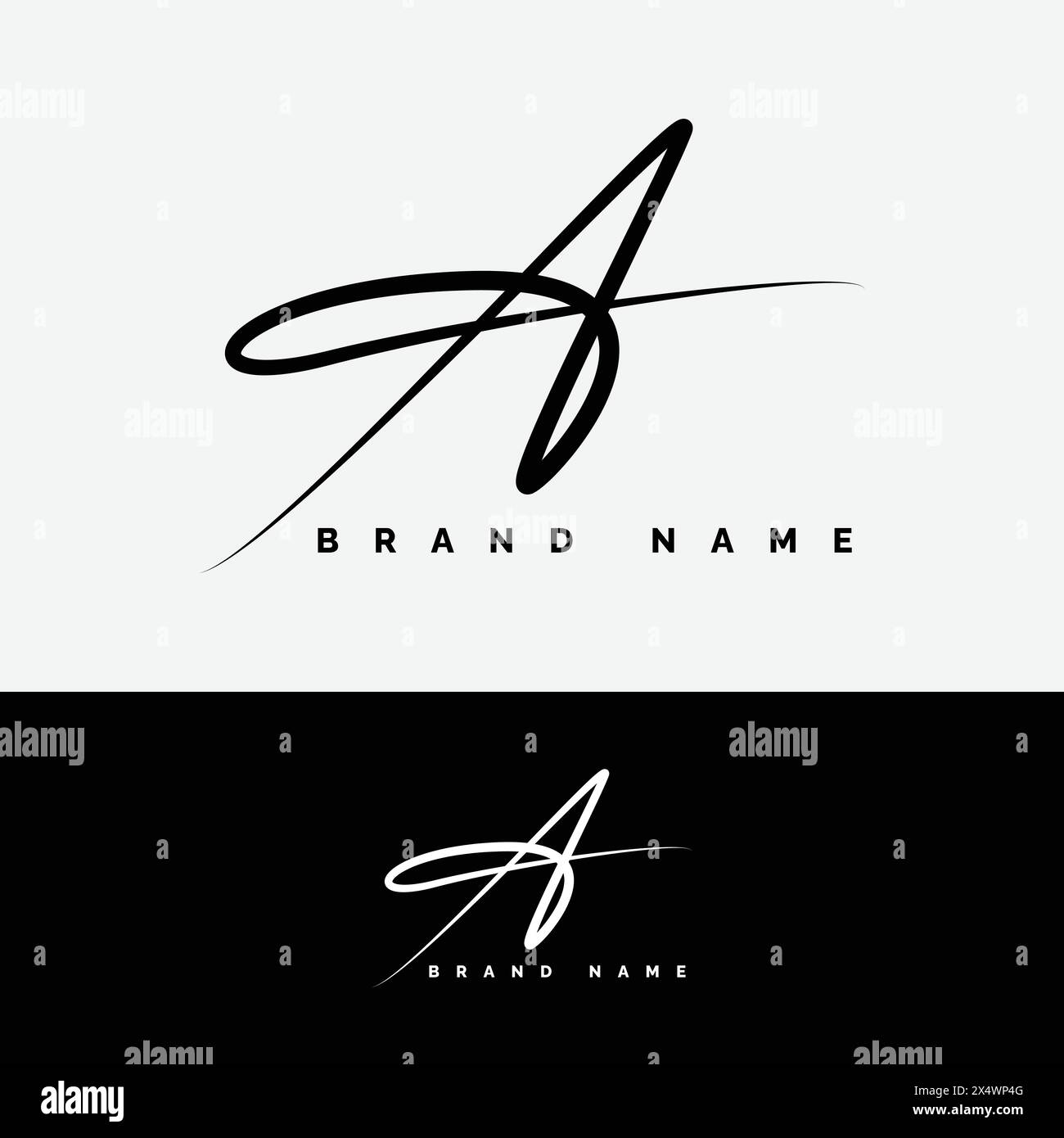 Logo de style signature manuscrite Banque d'images noir et blanc - Alamy