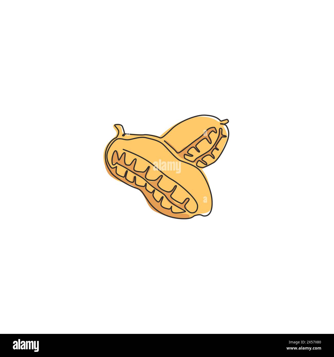 Un dessin simple ligne d'arachide biologique saine entière pour l ...