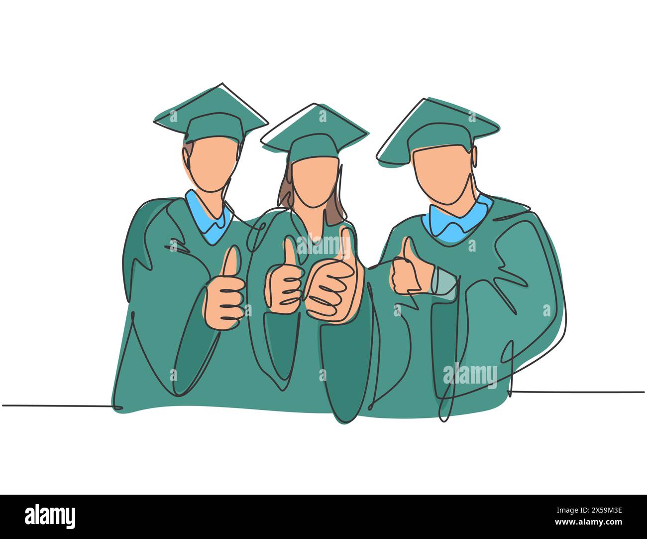 Graduation happy students wearing gown Banque d'images vectorielles - Alamy