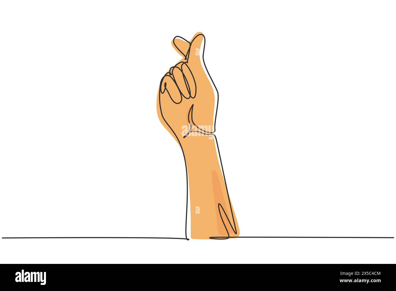 Une seule ligne dessinant le signe coeur coréen. Symbole d'amour de ...