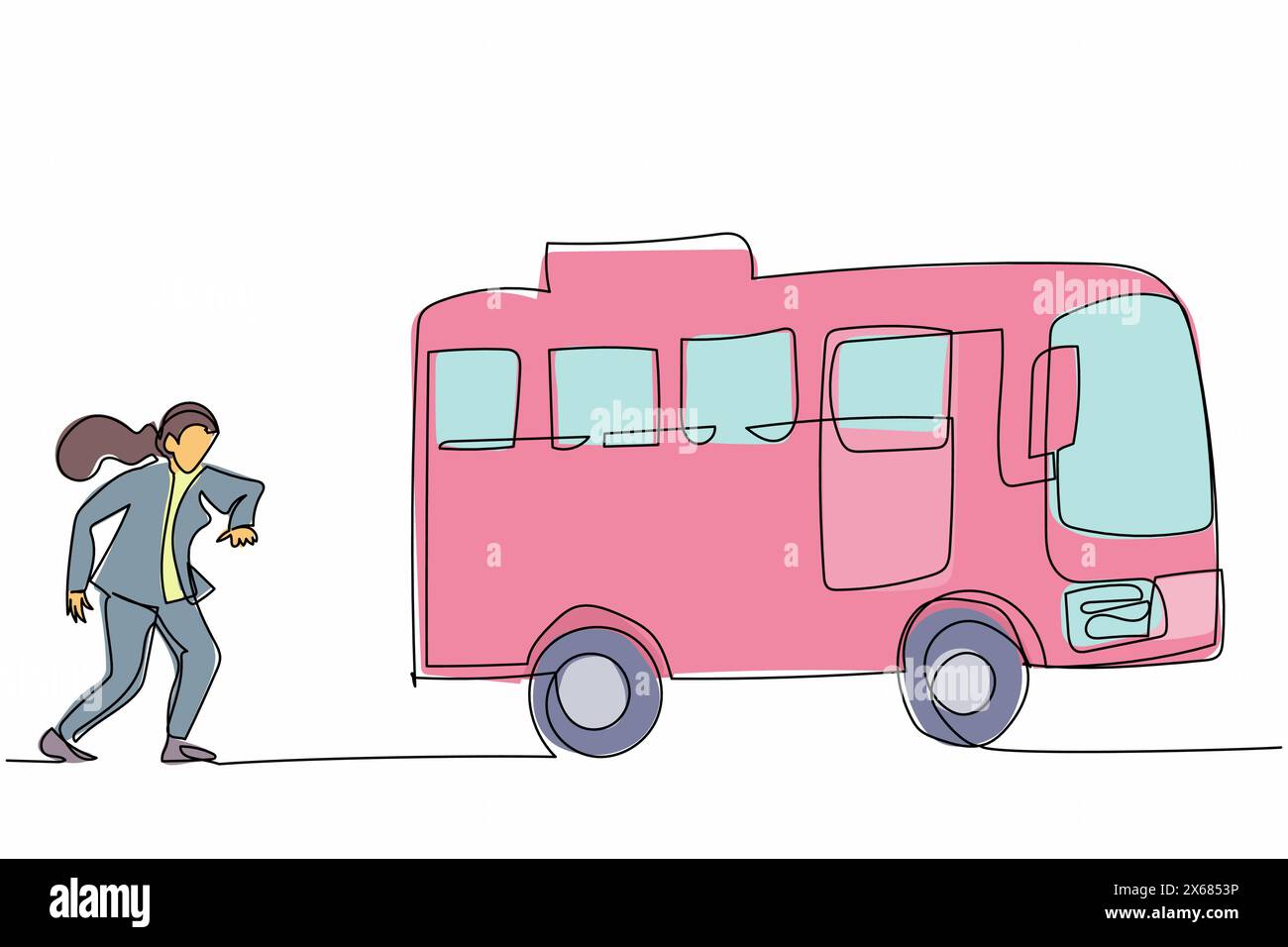 Running to catch bus cartoon Banque d'images vectorielles - Alamy