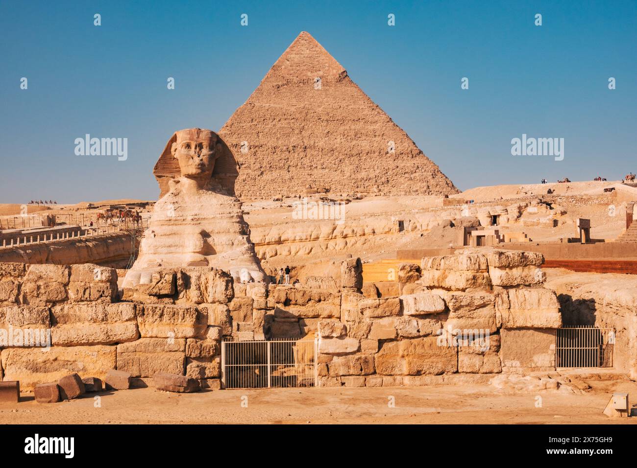 Le Grand Sphinx de Gizeh avec la Pyramide de Khafre en arrière-plan ...