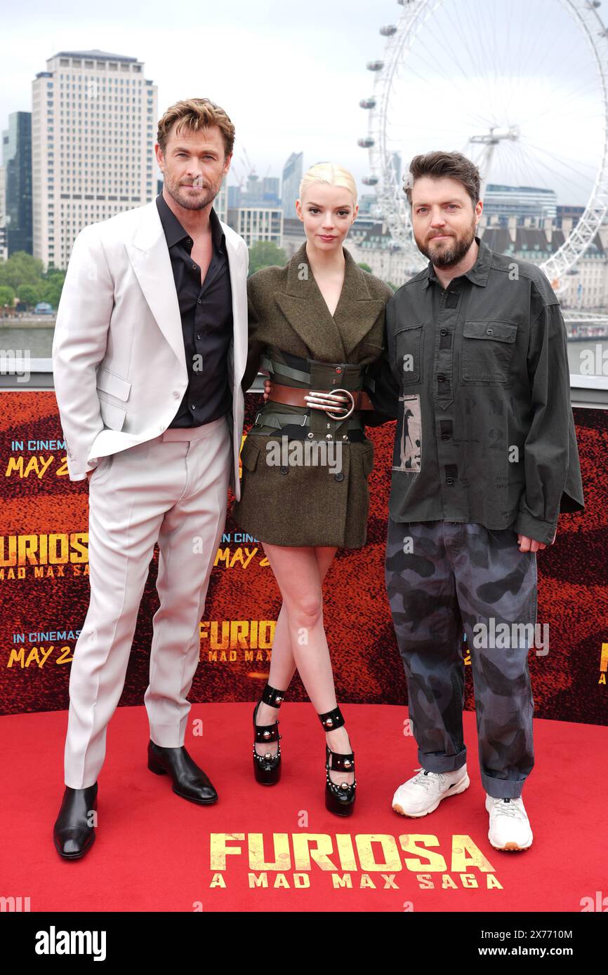 Chris Hemsworth, Anya Taylor-Joy et Tom Burke assistent à un appel photo pour Furiosa : a Mad ...
