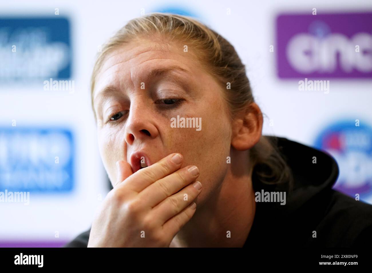 Heather Knight de l'Angleterre lors d'une conférence de presse suite à ...