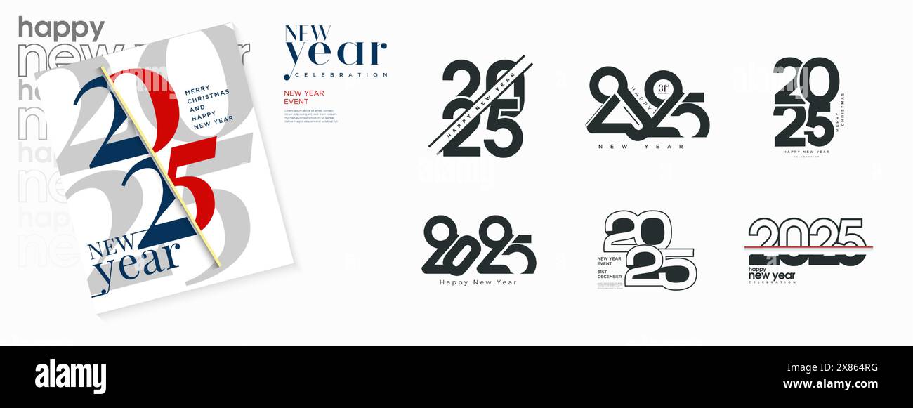 Logo du nouvel an 2025. Ensemble de 2025 designs de nouvel an ...