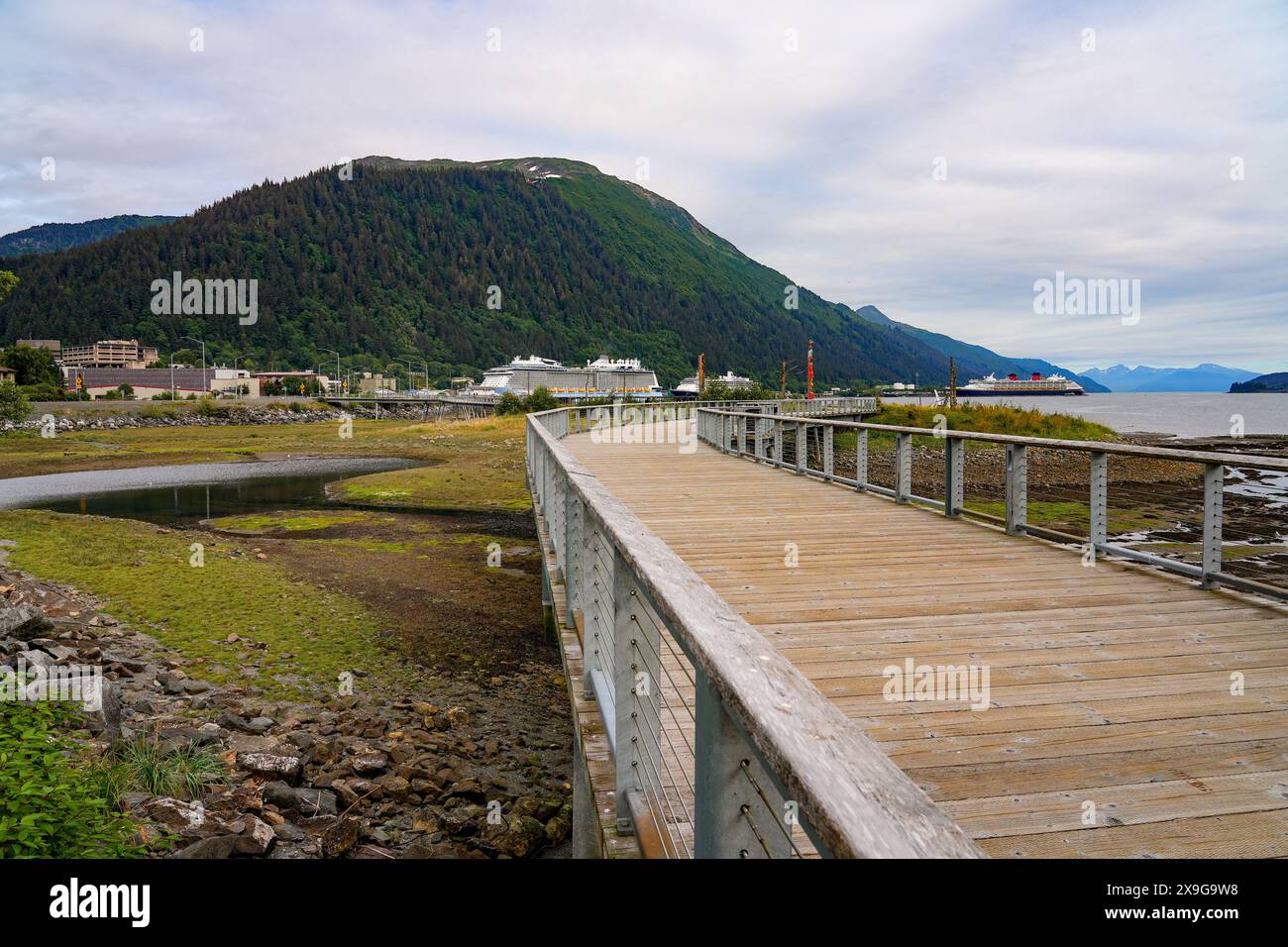 Juneau Seawalk le long du canal Gastineau - promenade surélevée sur ...