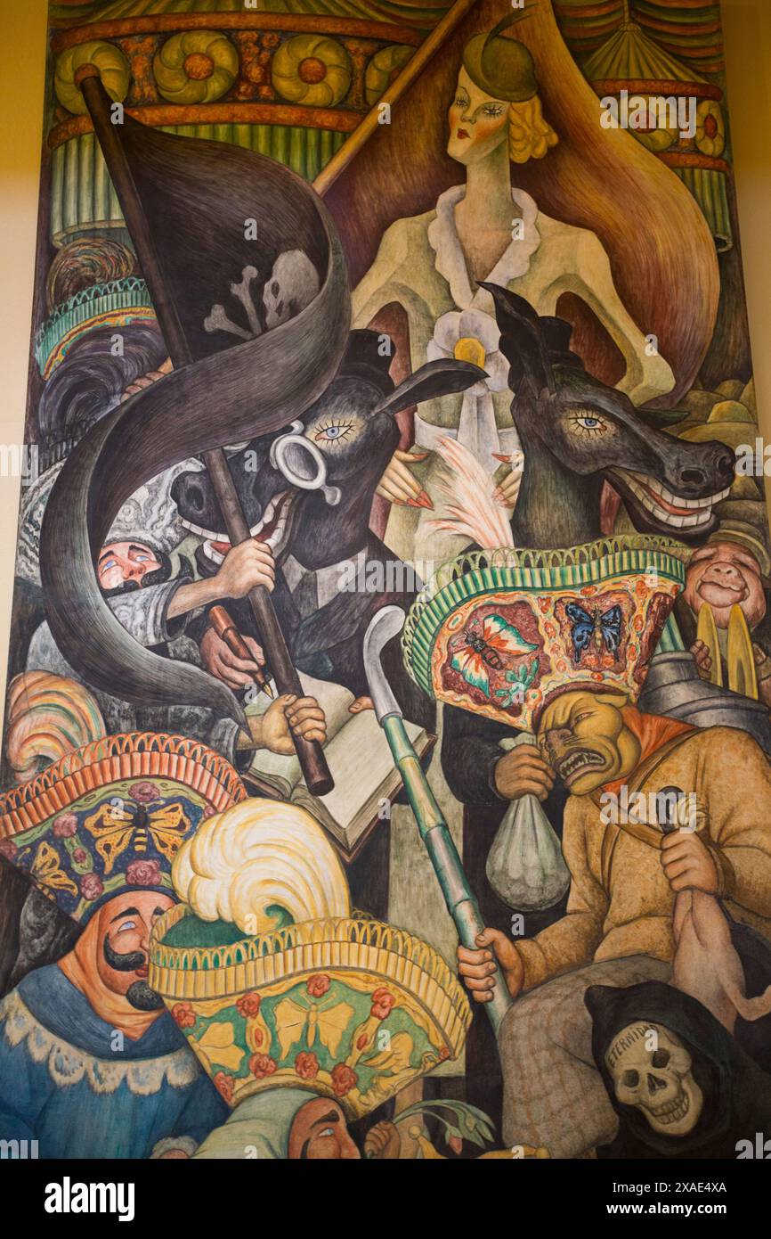 Mexico, Mexico, Palacio de Bella Artes, mural de Diego Rivera ...