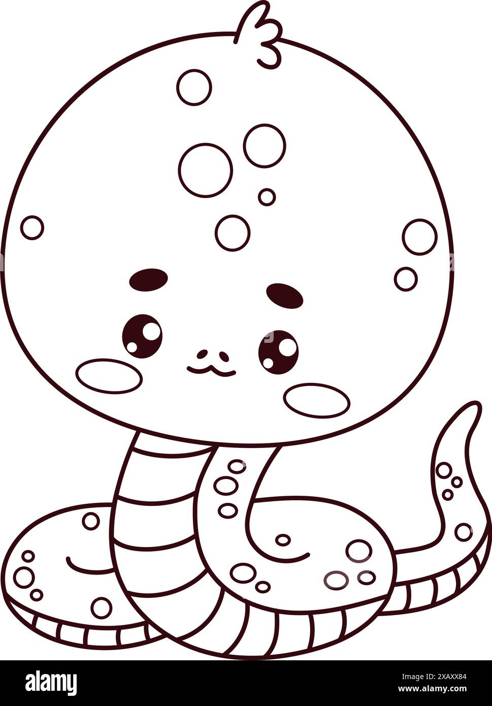 Joli serpent de contour. Personnage de dessin animé reptile. Dessin au ...