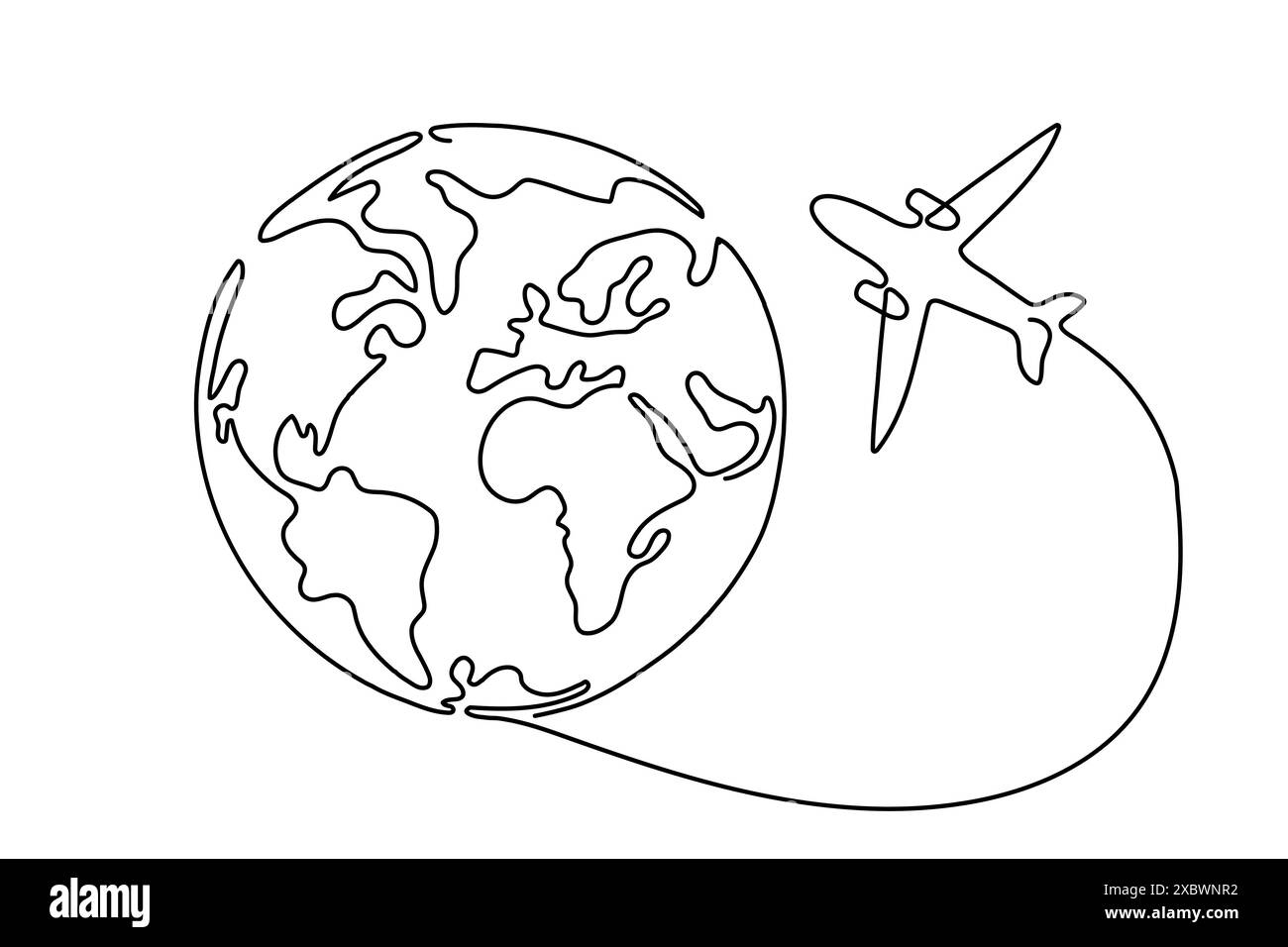 Outline world map Banque d'images noir et blanc - Alamy