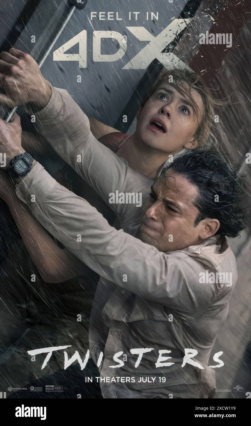 TWISTERS, poster US 4DX, de haut : Daisy Edgar-Jones, Anthony Ramos ...