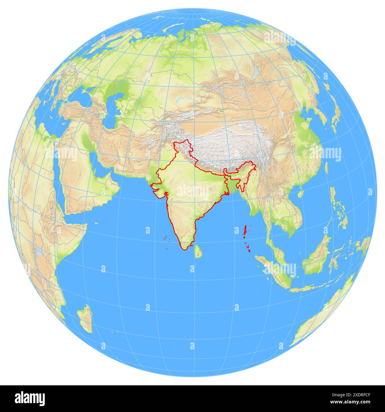 Highlighted satellite image of india Banque de photographies et d ...