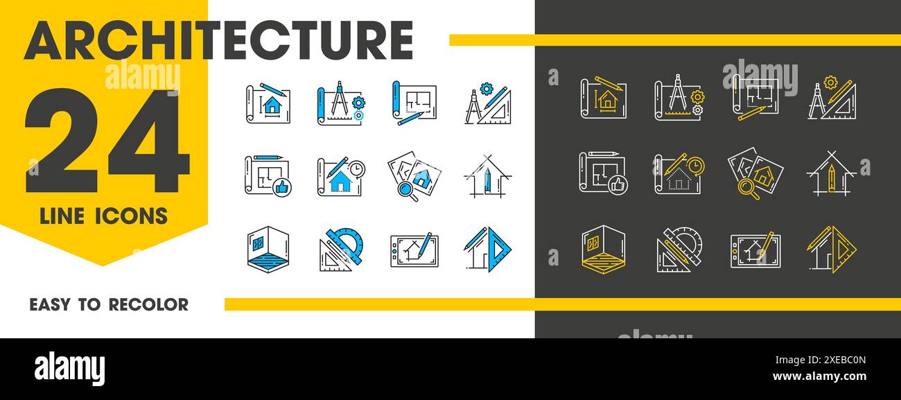Icônes de développement d'architecte, rénovation et design d'intérieur ...