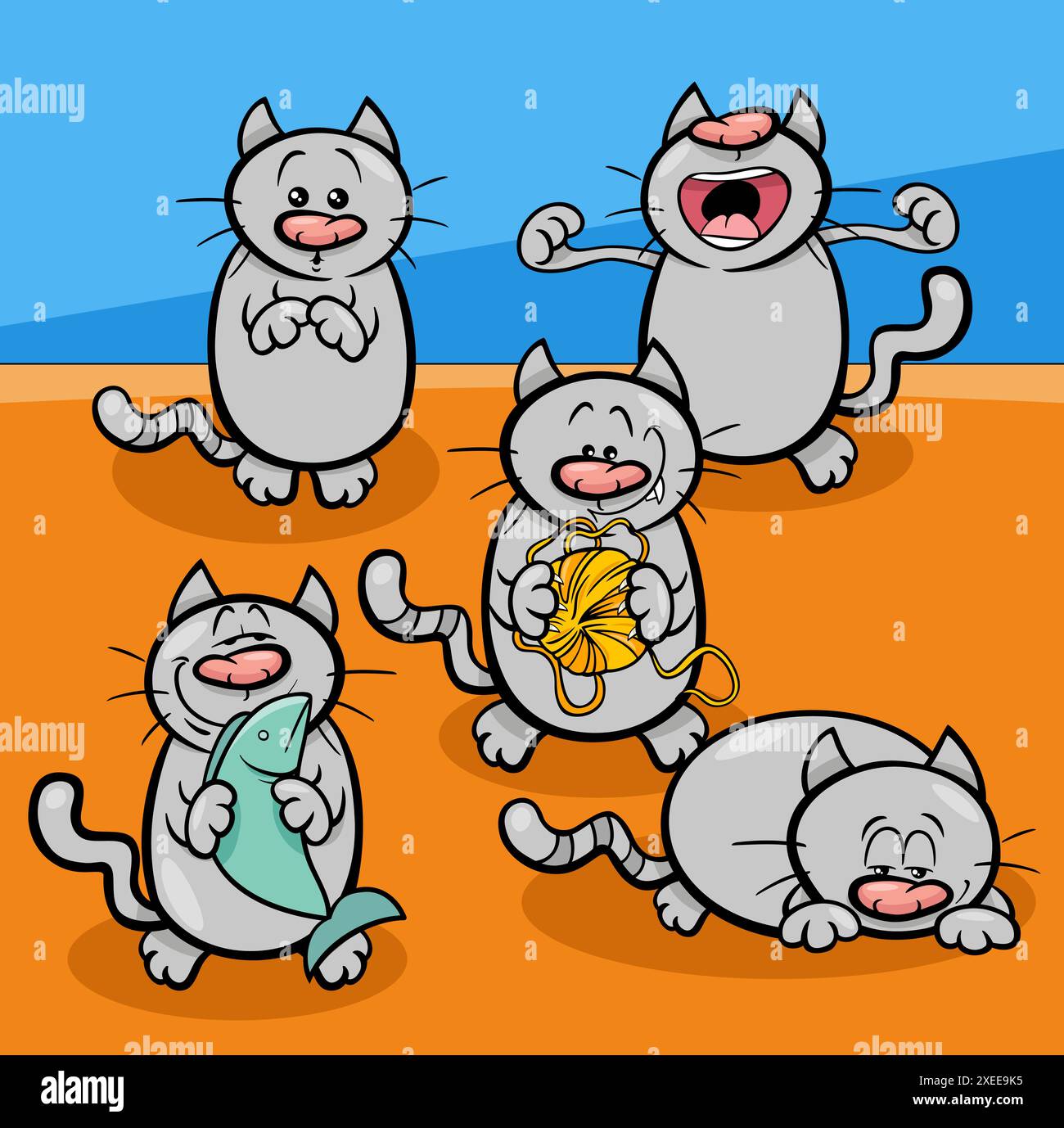 Vector illustration cartoon happy fish Banque de photographies et d ...