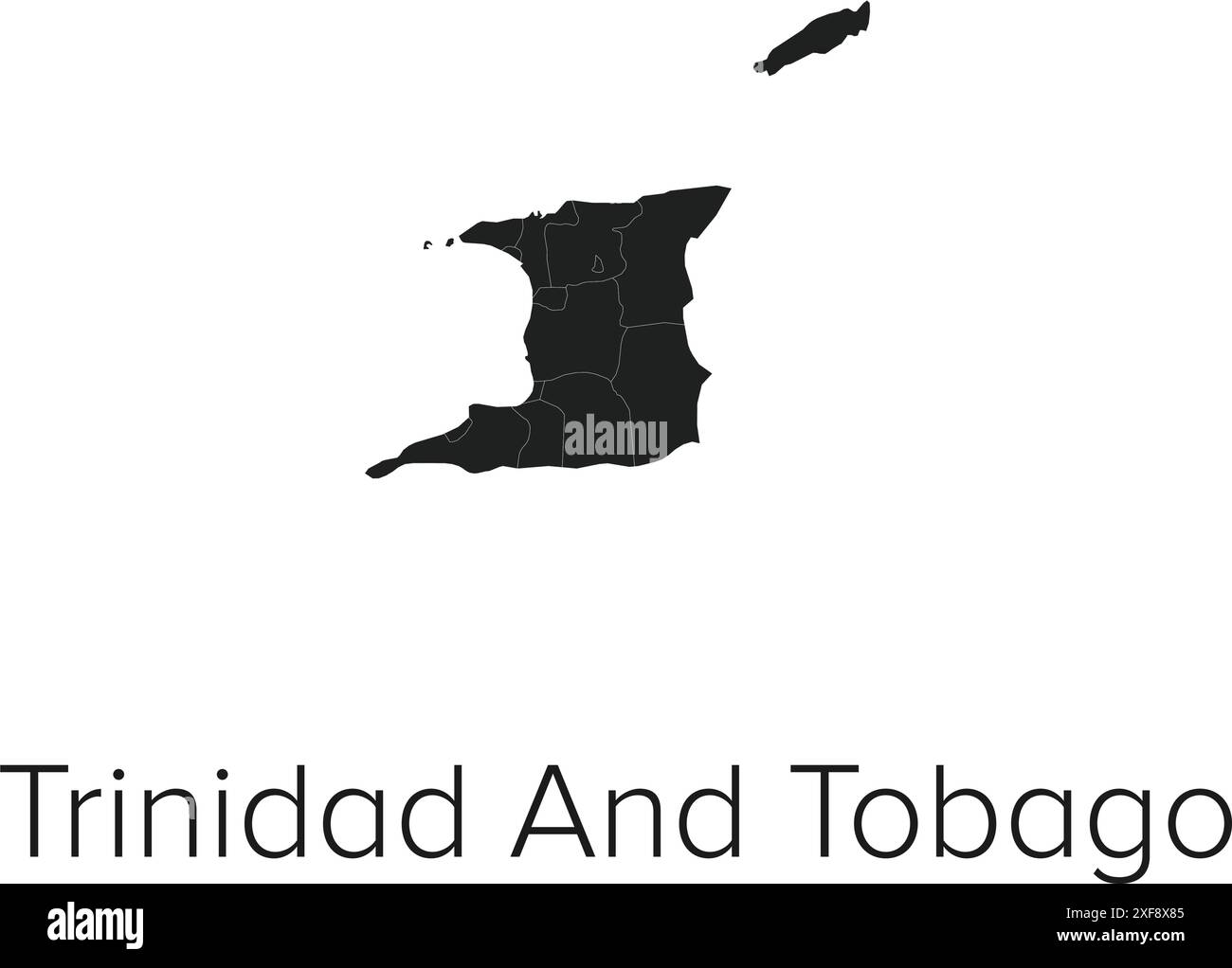 Trinidad and Tobago Map Vector Illustration - Silhouette, Outline ...