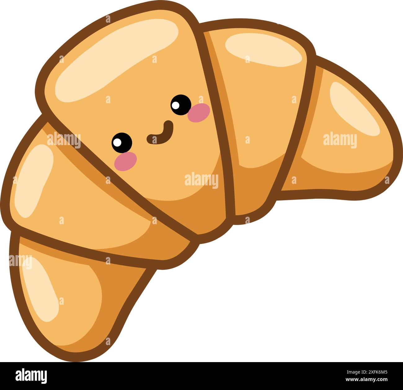 Kawaii cute happy croissant bread Banque d'images vectorielles - Alamy