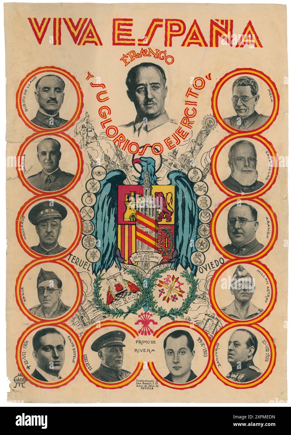 España. Guerra civil (1936-1939). Cartel propagandístico 'Viva España ...