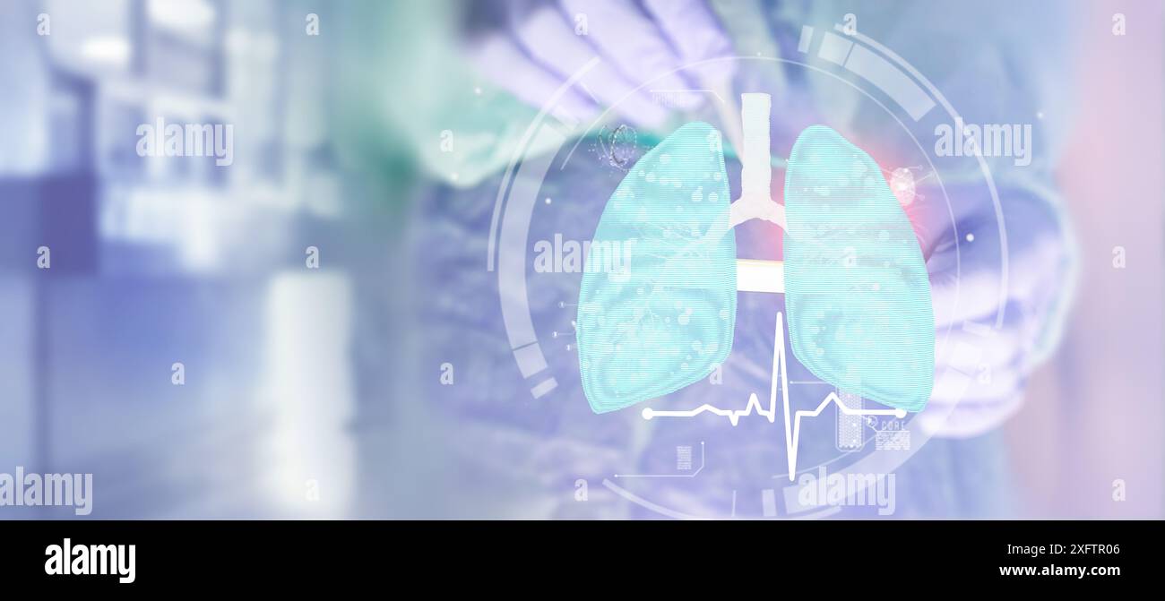 Concept des poumons infectés par la main du médecin, présence d ...