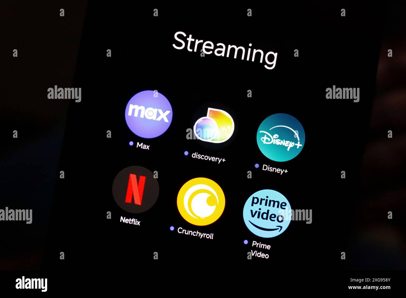 Dans cette illustration photo, les logos des applications de streaming ...