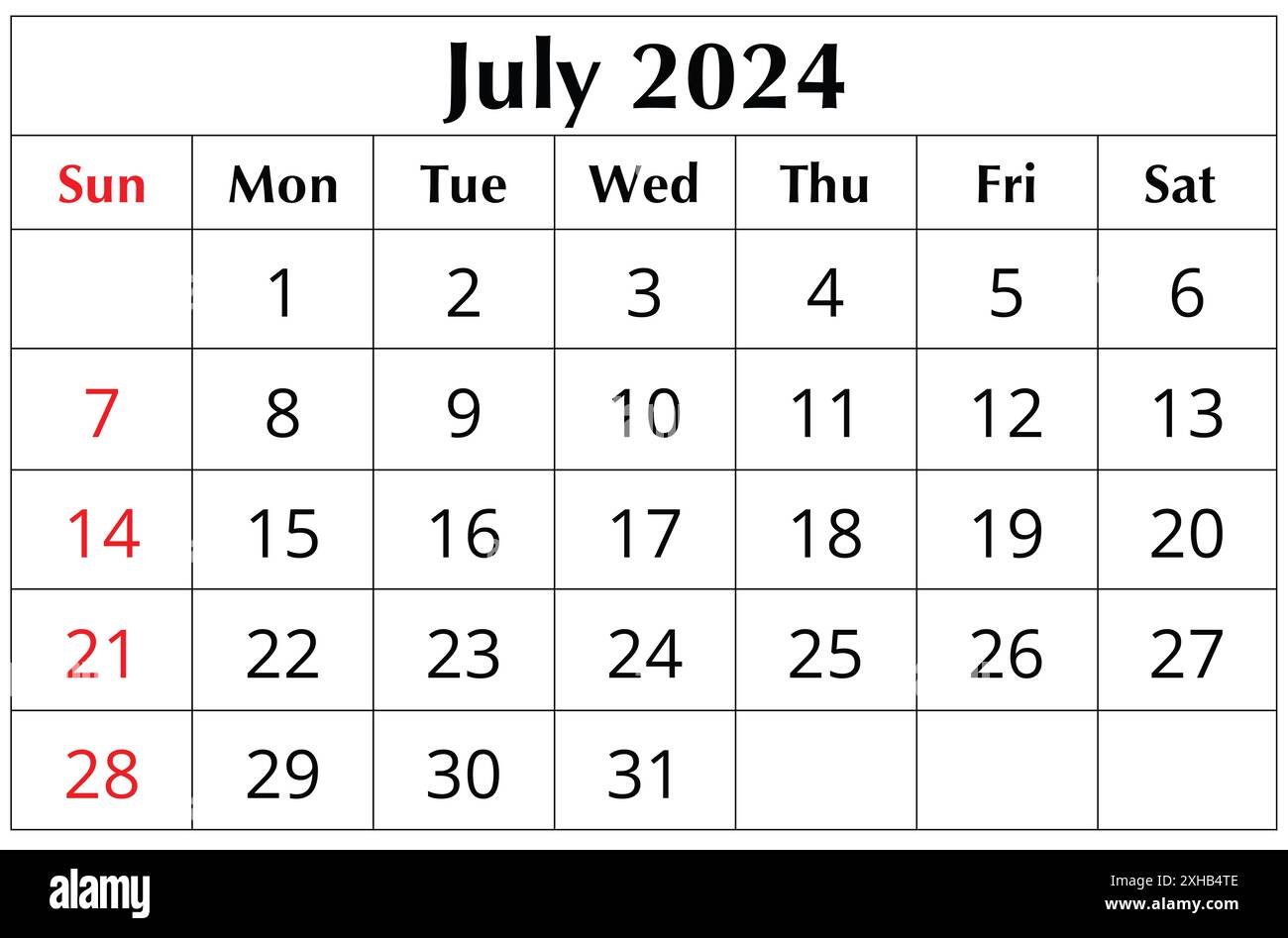 Calendrier Imprimable De Juillet 2024