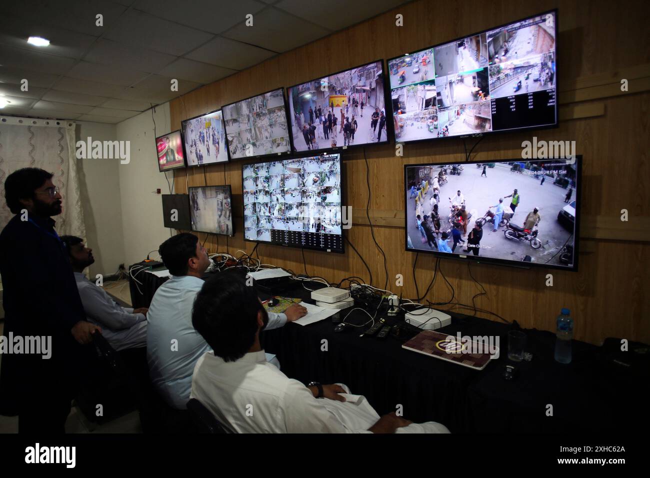 Pakistani security personnel monitoring the CCTV cameras during the ...