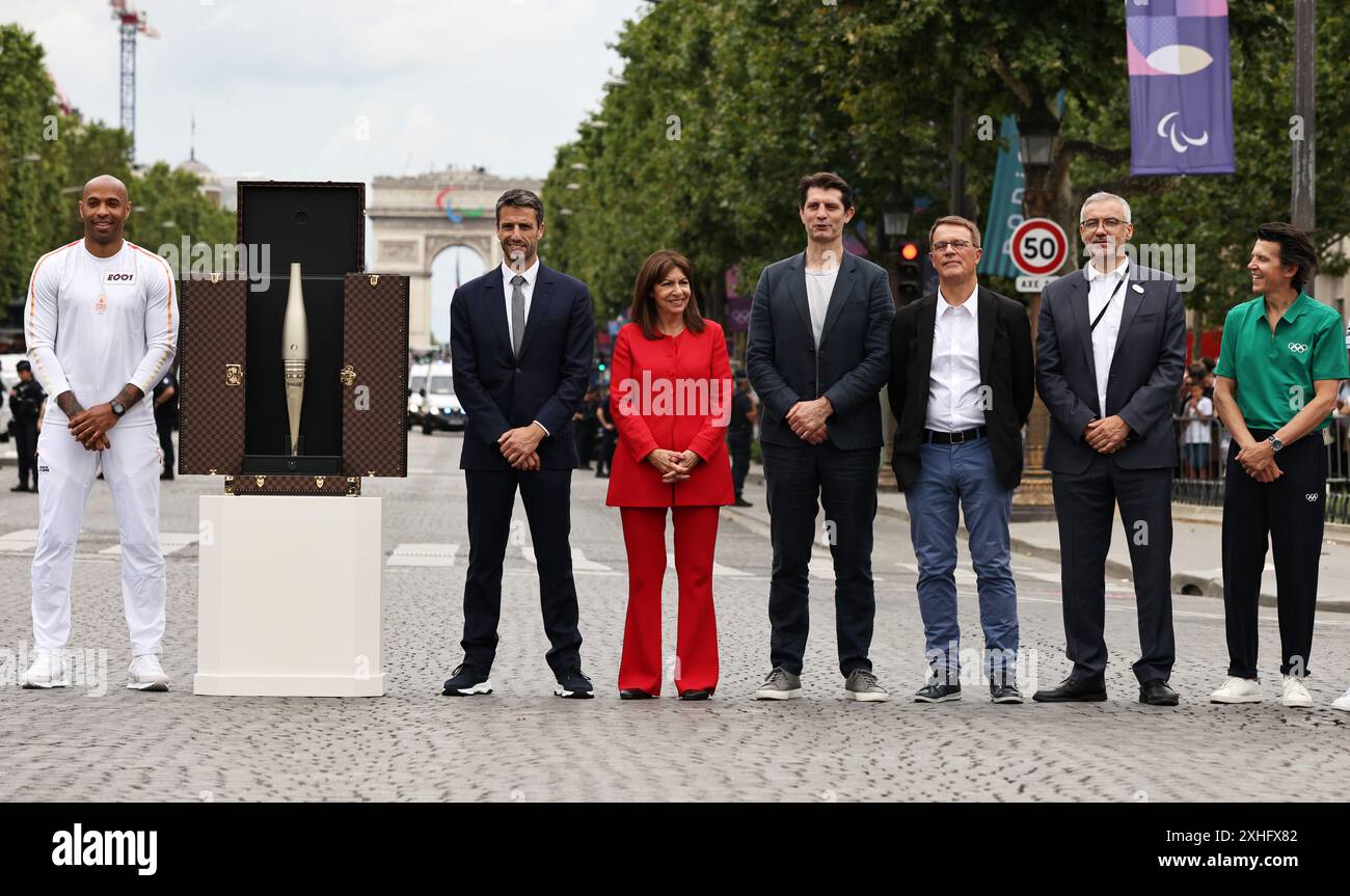 Paris, France. 14 juillet 2024. Thierry Henry (1er l), entraîneur des Jeux Olympiques de 2024 ...