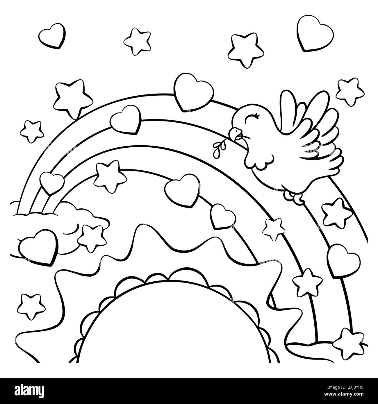 Page de livre de coloriage pour les enfants Cute colombe. Personnage de ...