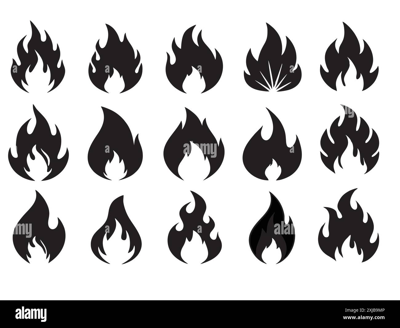 Les icônes de flammes de feu définissent différents types sur fond ...